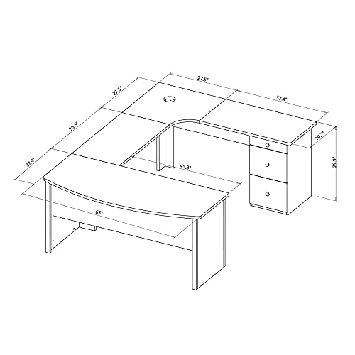 RealspaceĀ® Broadstreet 65"W U-Shaped Executive Desk, Cherry