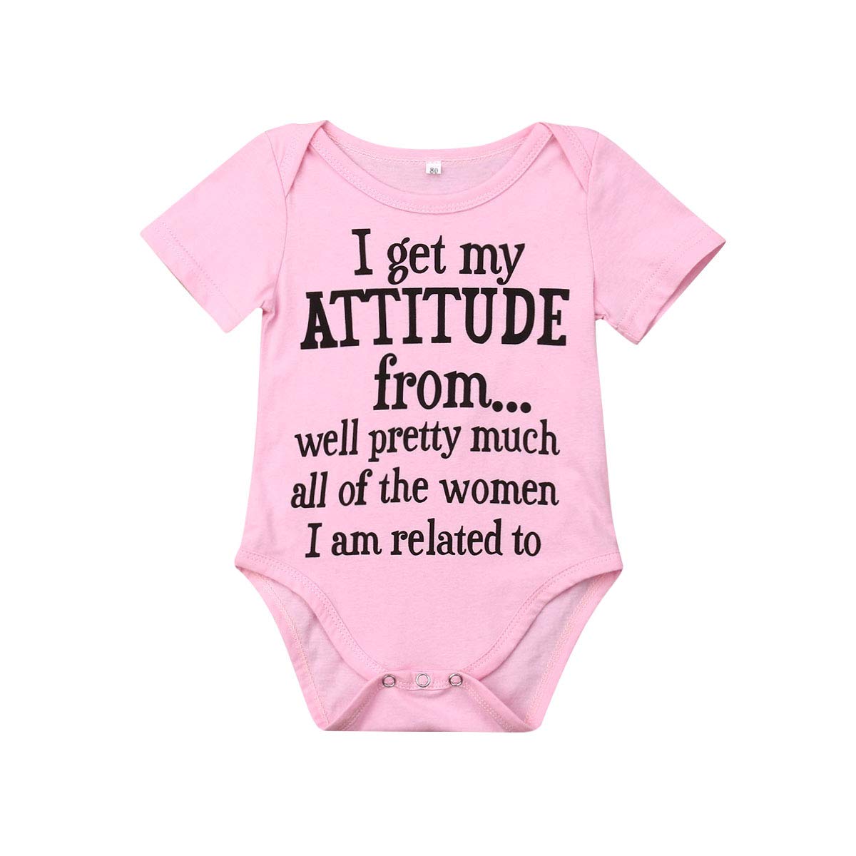 Newborn Infant Baby Girls Cotton Bodysuit Funny Letter Print Romper Jumpsuit Clothes Outfits (Short Sleeve, 0-6 Months)