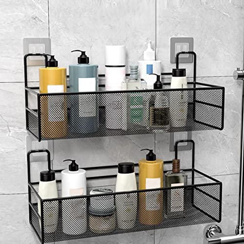 Angoily Laundry Metal Wire and Toiletries Storage Hanging Shelf Caddy Organizer Shelves Drilling Office Basket Room Kitchen Floating Conditioner Shampoo Home Mesh No Shower Bedroom Wall