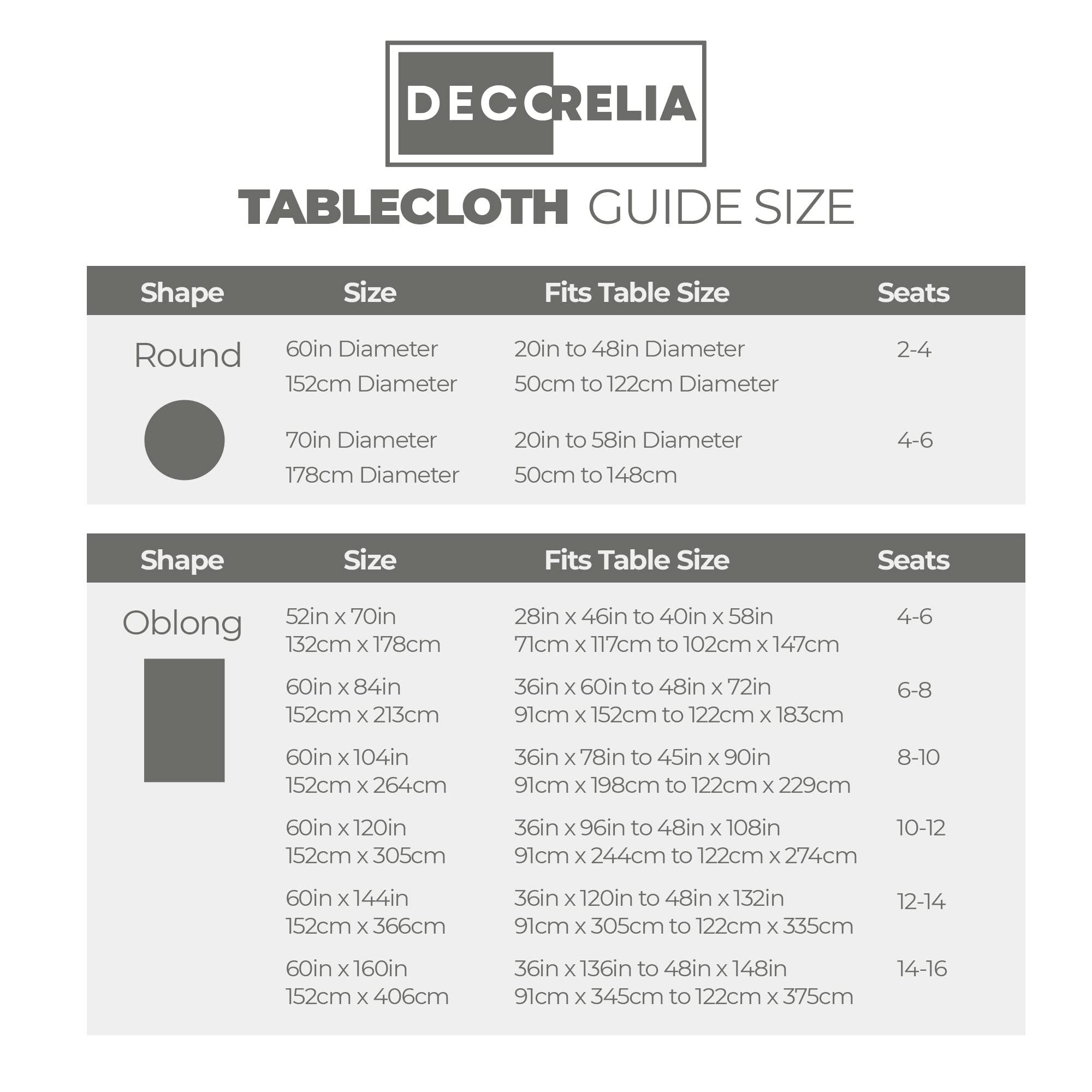 Decorelia Wrinkle-Free Oblong Table Cloth Decoration for Birthday, Waterproof Outdoor Picnic Linen Table Covers for Camping, Party, and Wedding (Rectangle, 60 x 104 Inch (8-10 Seats), Dark Grey)