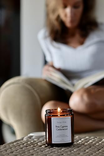 All-Natural Pine, Cypress, Cedarwood Aromatherapy Essential Oil Candle, Safe for People and Pets, Made with Pure Sustainable Organic Vegan Coconut Wax, Allergy Friendly, Non Toxic, Zero Waste