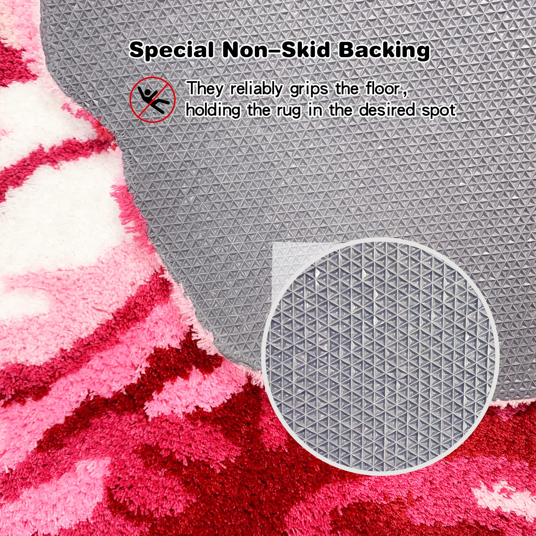 ABREEZE 3 Rose Shaped Rug Pink Roses Rug Shaggy Bath Mat Anti-Slip Mat Personalized Custom Carpets Doormat Bathroom Rug Super Water Absorbent, Machine Washable