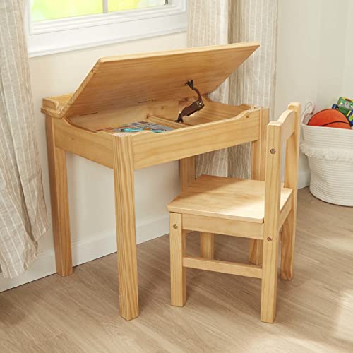 Melissa & Doug Wooden Lift-Top Desk & Chair - Honey