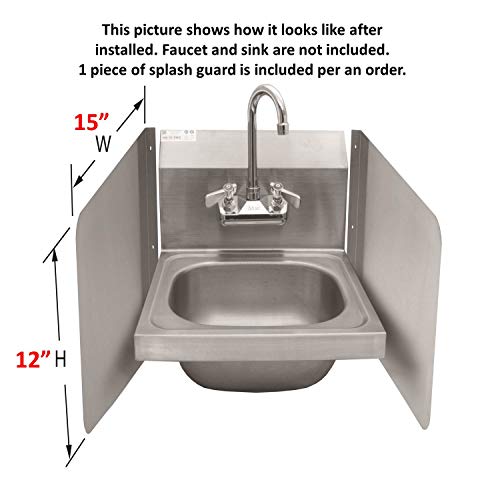ACE Stainless Steel Wall Mount Splash Guard for Commercial Restaurant Hand Sink and Compartment Prep Sink, NSF Certified (15" W x 12" H)
