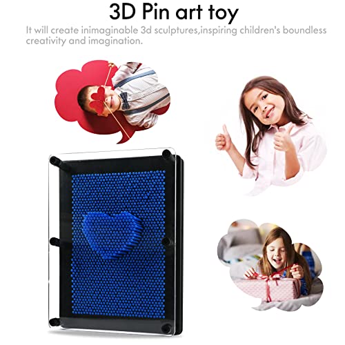 3D Pin Art Board Toy - Large Size Desk Toy Sculpture for Children Adults 6 x 8 inches (Blue)