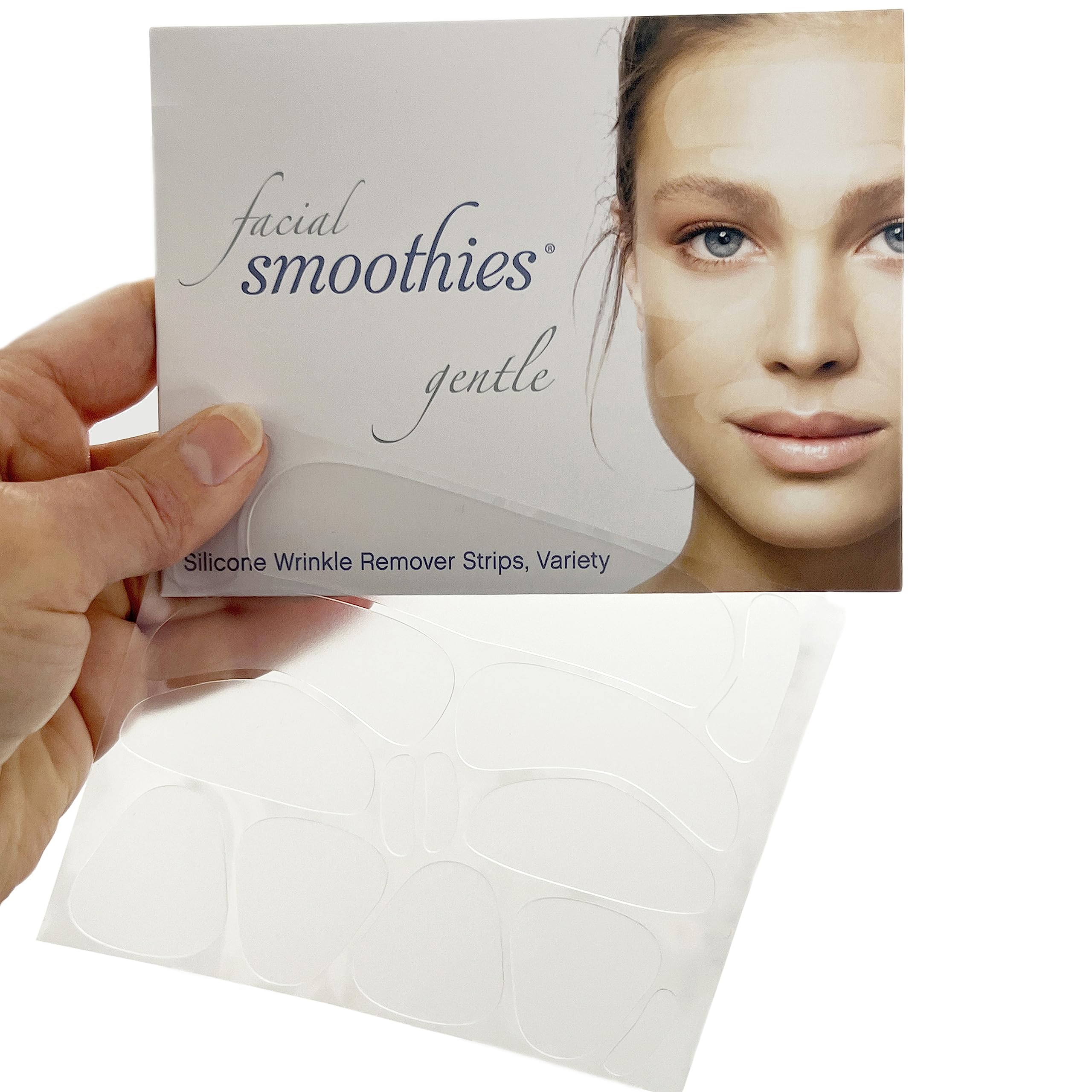 Smoothies Silicone Gentle Wrinkle Patches – Facial Patches for Forehead, Elevens, Crows Feet, and Lip Lines, 56 Count per Box – Made in the USA