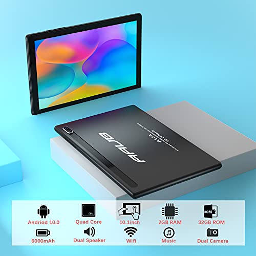 AAUB Tablet Android 10 Inch with 32GB Storage, 1280x800 HD Touchscreen, Dual Camera 2MP + 8MP,6000mAh Battery, WiFi & Bluetooth, Easy to Operate Support Microsoft Office Software Black