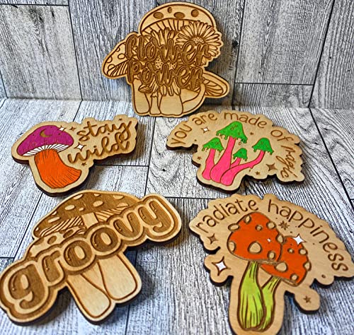 Mushroom Magnet Set of 5, Retro Magnet Set, Refridgerator Magnet Set