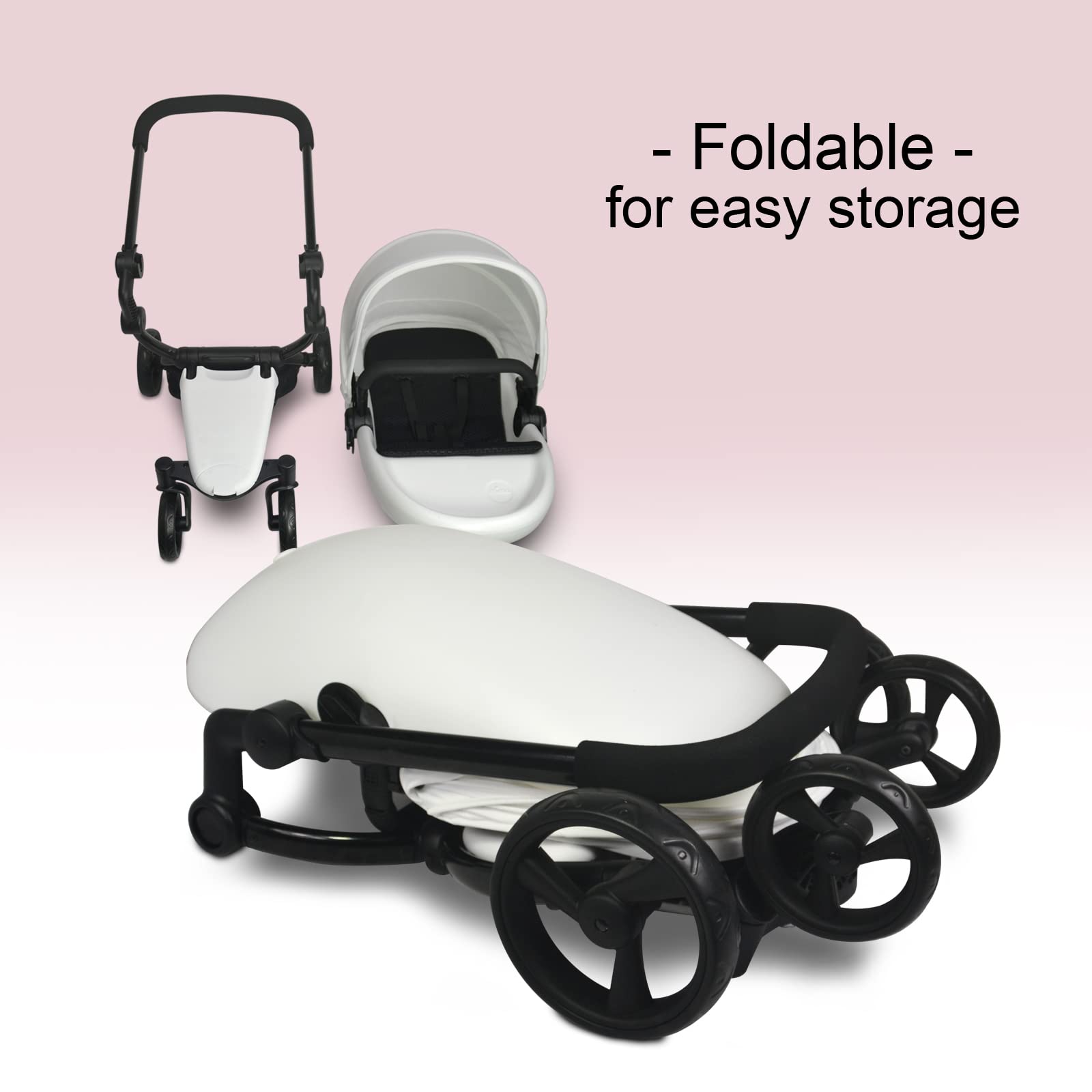 Anivia Luxury Baby Doll Stroller for 18" & 20" Girl Dolls - Doll Stroller with Folding Canopy, Mute Wheels and 2 Storage Baskets, Easy to Assemble