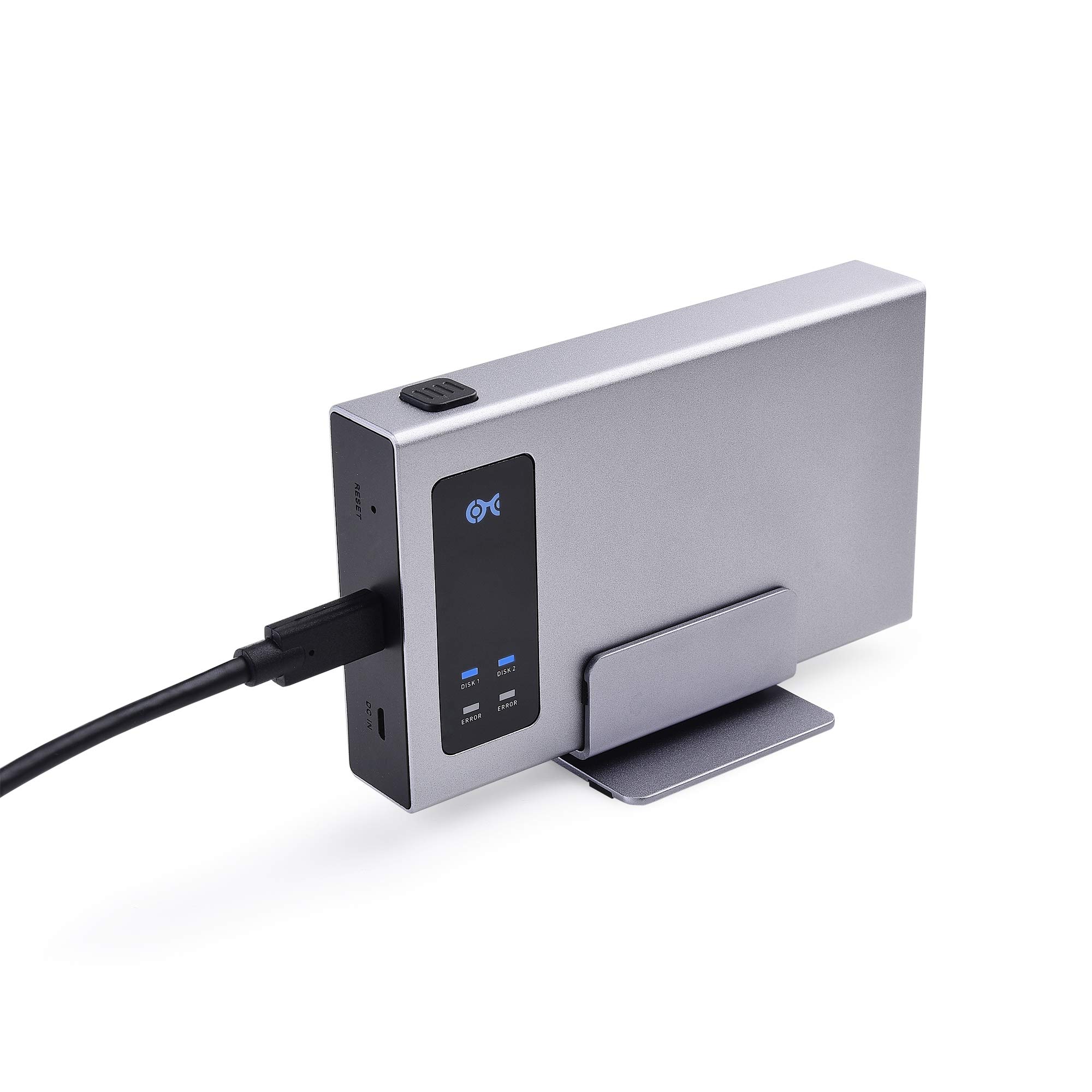Cable Matters 10Gbps Aluminum Dual Bay 2.5 Inch External SSD Enclosure (USB C Enclosure) with USB-C and USB-A Cables Supporting RAID 1 and RAID 0 - Thunderbolt 4 / USB4 / Thunderbolt 3 Port Compatible
