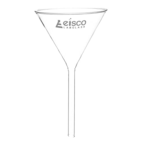 EISCO Heavy Filter Funnel, 150mm - Plain Stem, 16mm - Thick, Uniform Walls - Borosilicate Glass