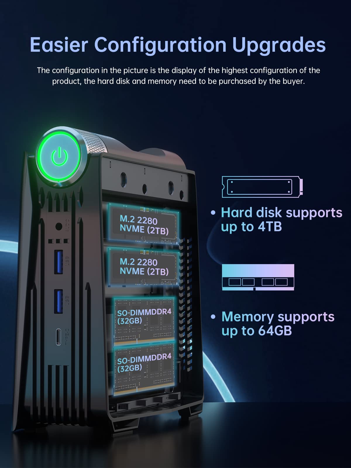 ACEMAGICIAN Mini PC, AMD Ryzen 5 5600U, 16GB DDR4 RAM, 512GB SSD, Windows 11 Pro, RGB Light, WiFi 5 Bluetooth 4.2, 3 Screens Display, HDMI, DP, Type C Port