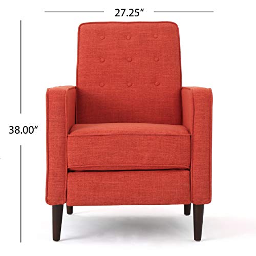 GDFStudio Macedonia Mid Century Modern Tufted Back Fabric Recliner (Muted Orange)