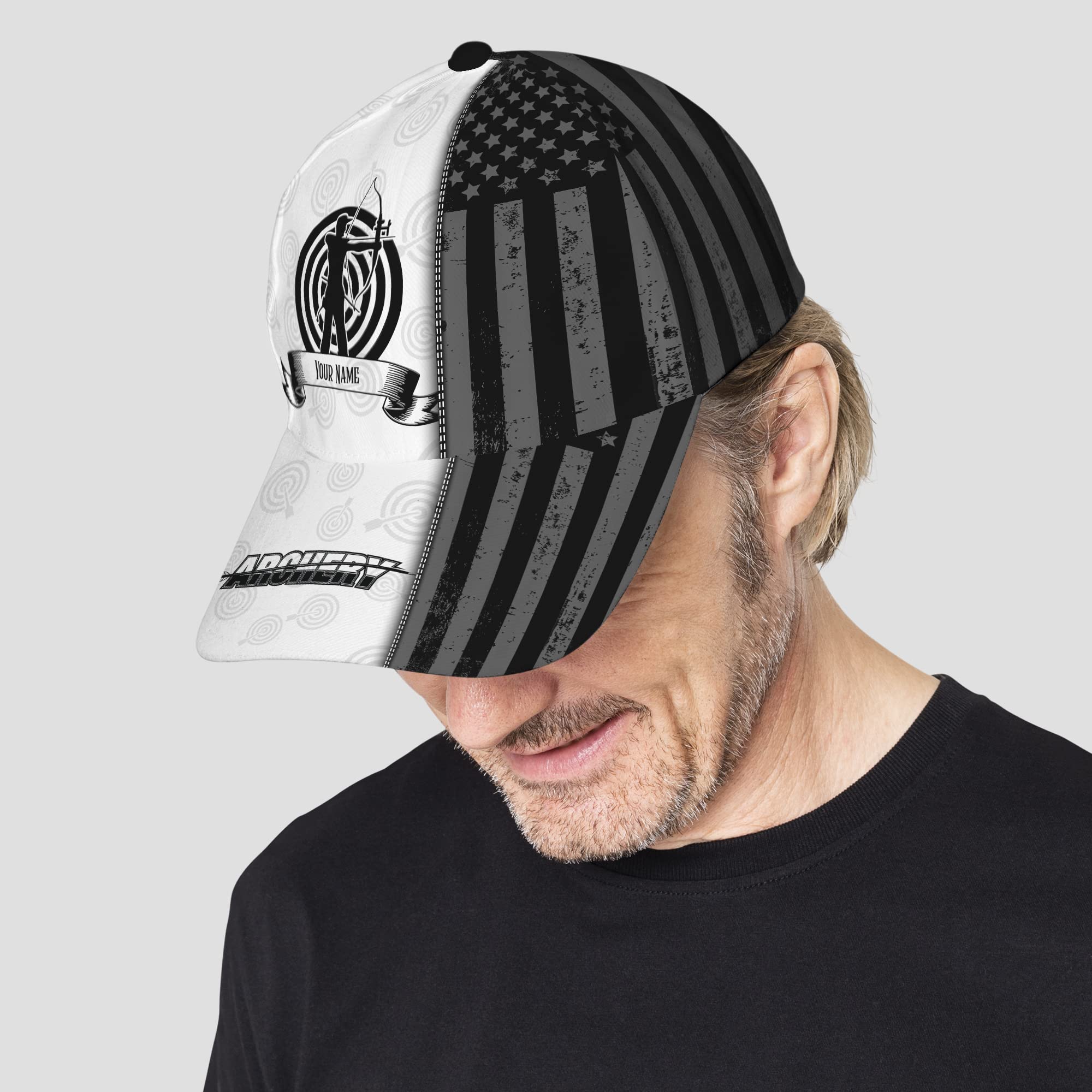 3D Printing Custom Archery Man American Snapback Baseball Cap Target Bow Hat Gift for Sport Lovers Men Boys Multicolor