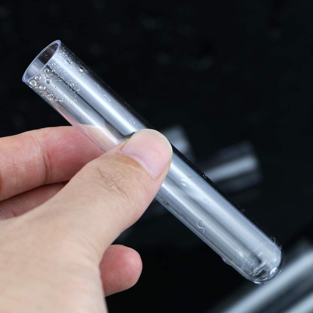 WYKOO 50 Pcs 13ml Clear Plastic Test Tubes with Blue Cap, 16x100mm Vials Container Sample Tubes for Liquid, Scientific Experiments, Craft, Party Supplies, Candy Storage, Home Decoration