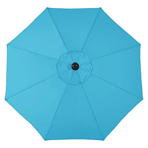 ABCCANOPY 9FT Patio Umbrella - Outdoor Waterproof Table Umbrella with Push Button Tilt and Crank, 8 Ribs UV Protection Pool Umbrella for Garden, Lawn, Deck & Backyard (Turquoise)