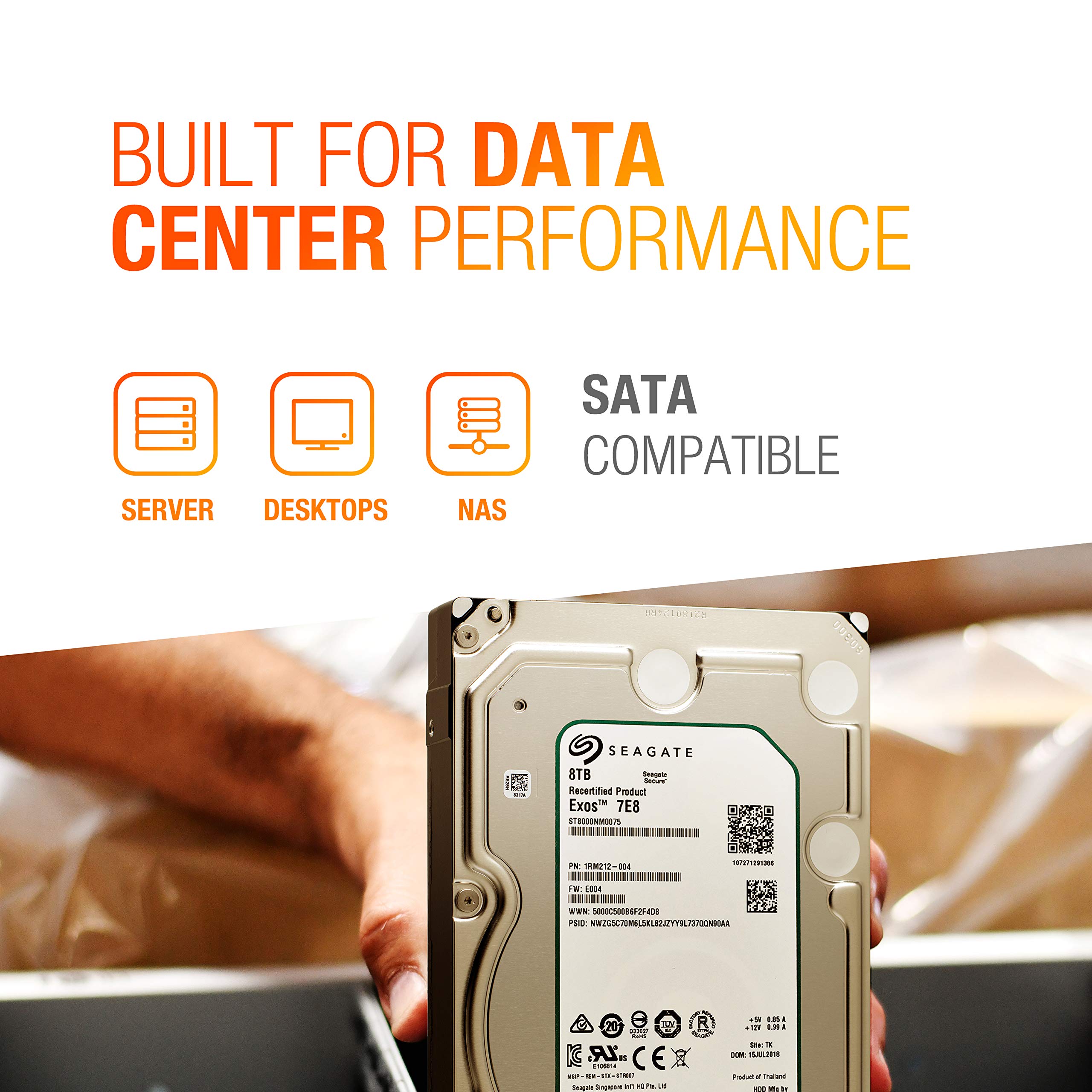 Seagate Exos 7E8 8TB 7200 RPM Nearline SAS 3.5-Inch Enterprise Hard Drive (ST8000NM0075) (Renewed)