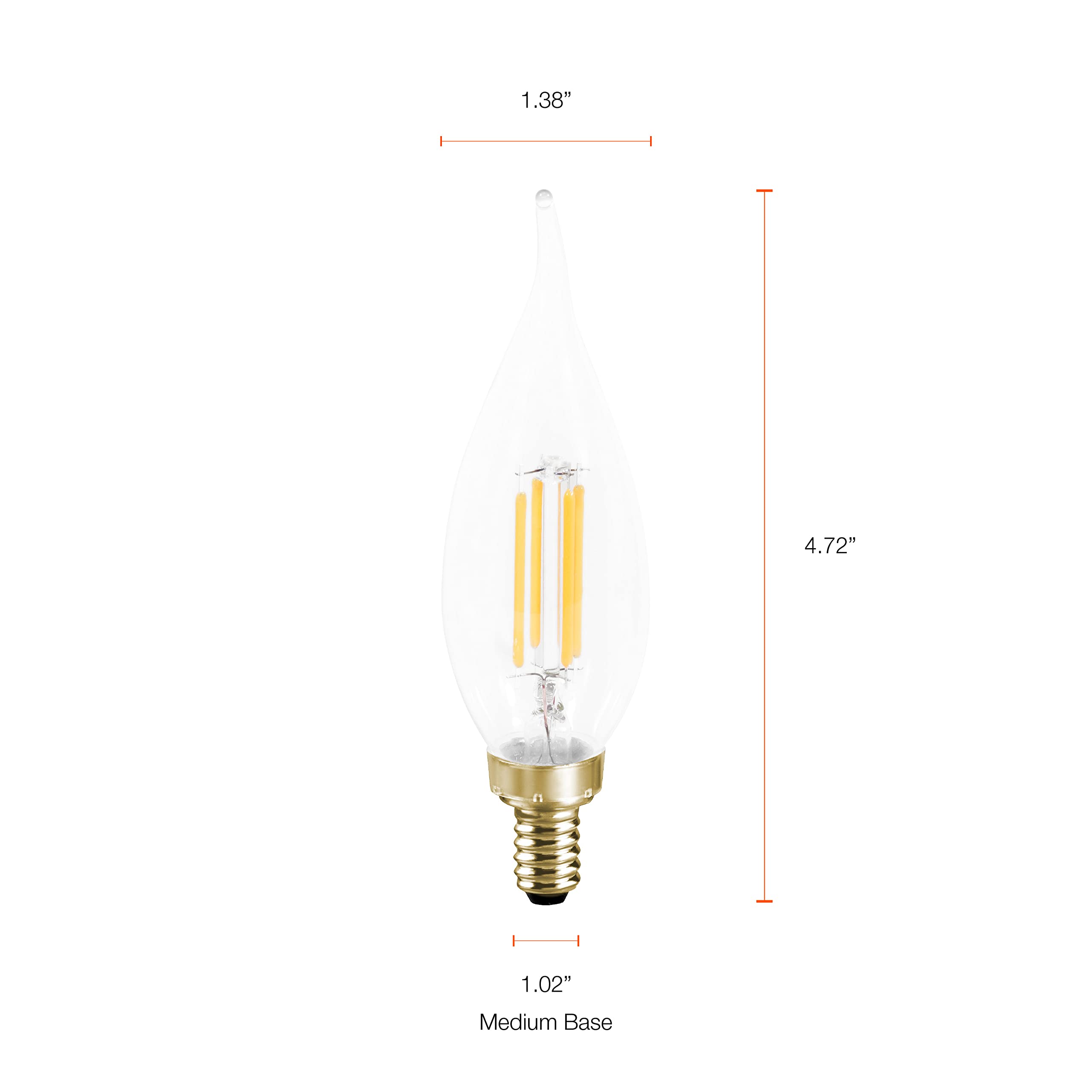 Sylvania Reduced Eye Strain B10 LED Light Bulb, 60W = 5.5W, Candelabra Base, 13 Year, Dimmable, Clear, 2700K, Soft White - 12 Pack (41225)