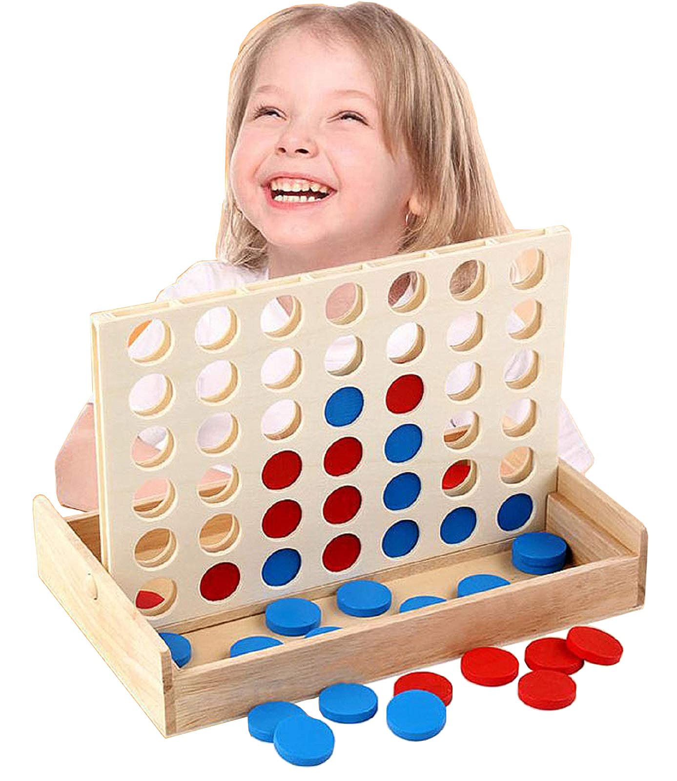 4 in a Row Wooden Board Game Foldable Line Up 4 Classic Family Toy Educational Toy for Kids and Family