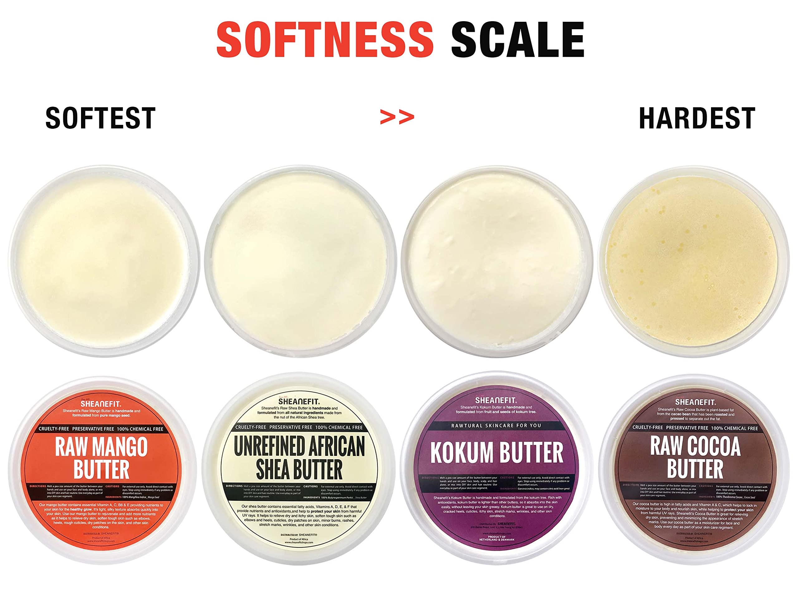 Sheanefit Raw Unrefined African Shea Butter, Natural Body Butter, Soft & Smooth Daily Moisturizer For Face & Body Ivory 8oz (Pack of 1)