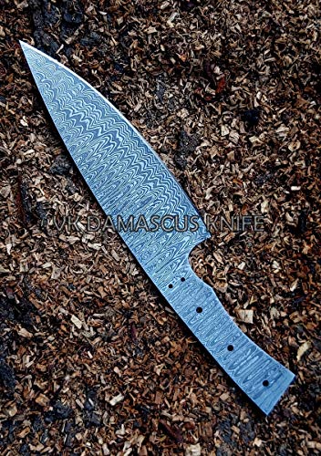 JNR Traders Forged Damascus Steel Chef Knife Blank Blade for Knife Making Diy Professional Kitchen Knives Blanks 10.50" Jnr6045Ld