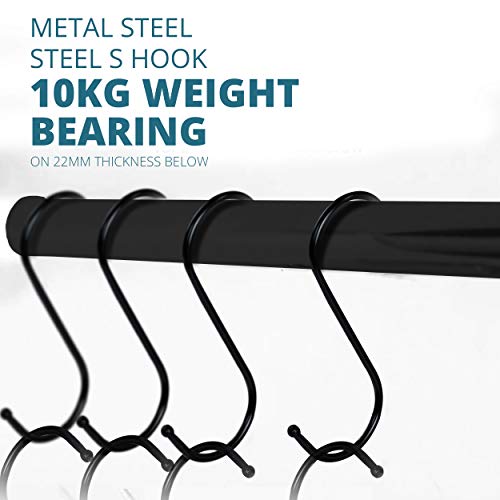 Remzly 30 Pack S Hooks for Hanging 3.5 Inch | Heavy Duty Carbon Steel Hangers for Kitchen Utensils, Plants, Pot, Pan, Cups, Towels β Black