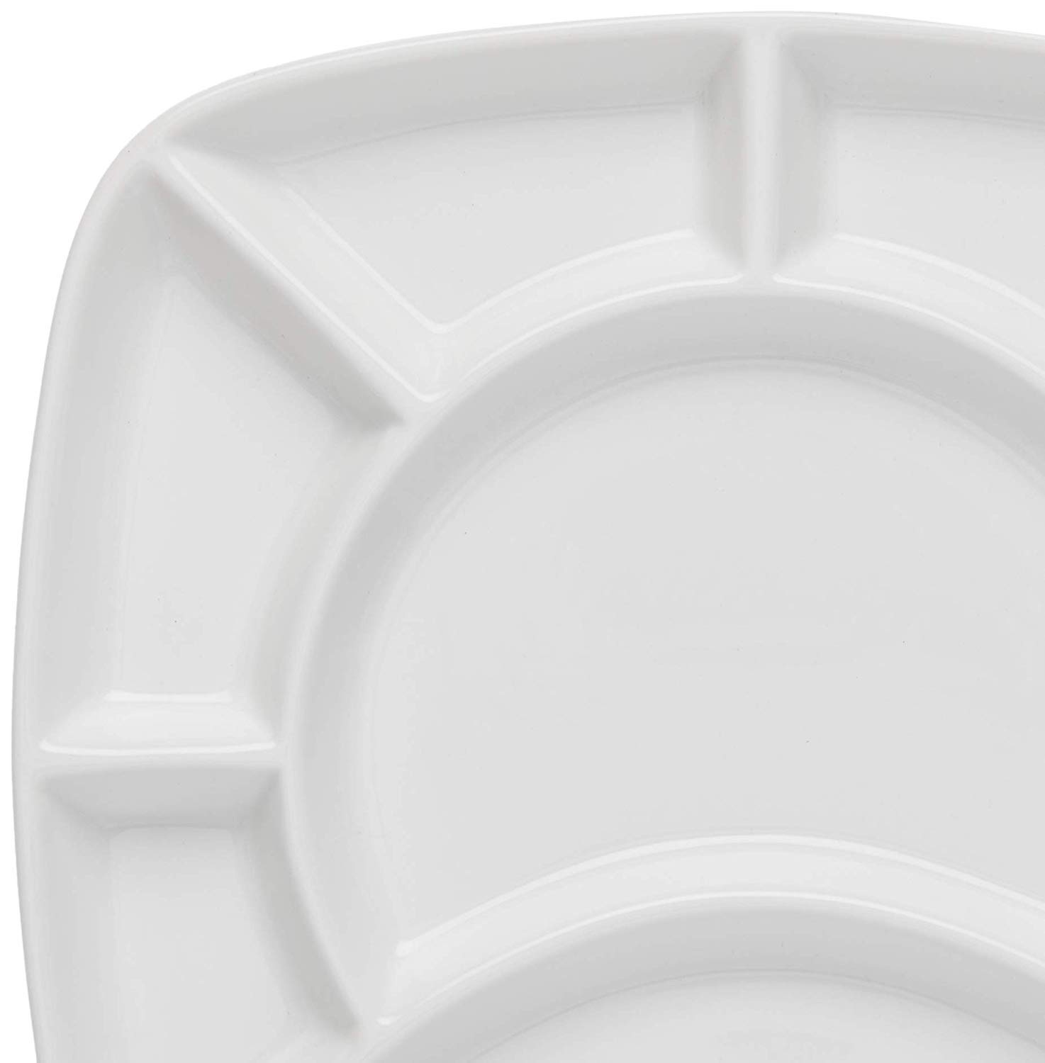 MyCuisina Divided Fondue Plates, White Stoneware Set of 4, 8 Sections – Gift Boxed