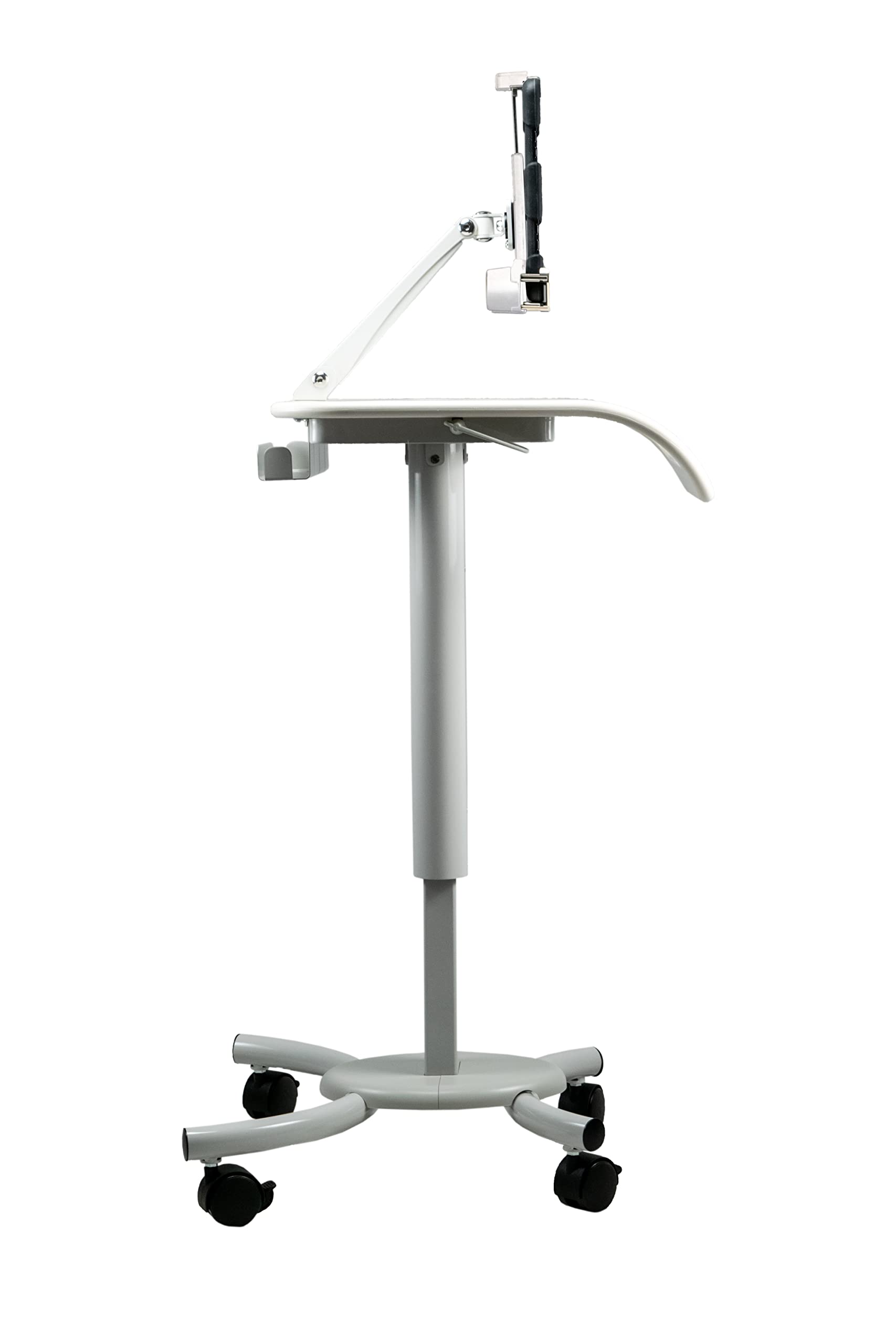 Rolling Medical Workstation – CTA Height Adjustable Mobile Secure Medical Workstation Cart for iPad 10th Gen 10.9" - iPad 7/8/9 Gen 10.2”- iPad Pro 11” - iPad Air 4 - Galaxy Tab S3 - White (QPAD-HRSW)