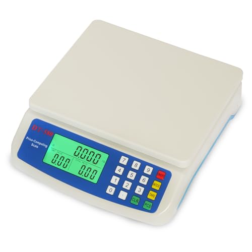 30kg x 1g Electronic Computing Scale, Large Kitchen Scale, LCD Digital Commercial Food Produce Scale 66LB Capacity with AC Adapter for Meat Weighting Stores Restaurant Market