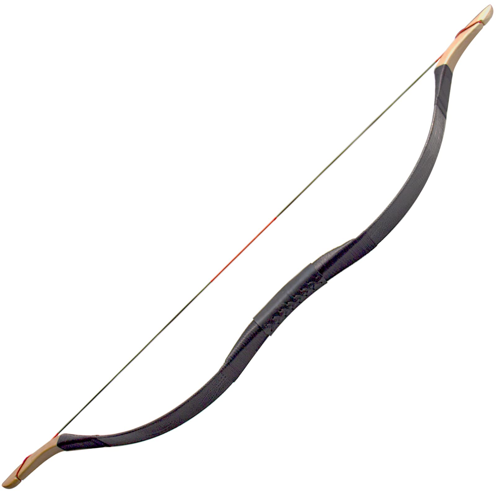 30LB Handmade 1.1m Traditional Longbow Recurve Bow Horse Riding Archery Hunting Practice (Brown)
