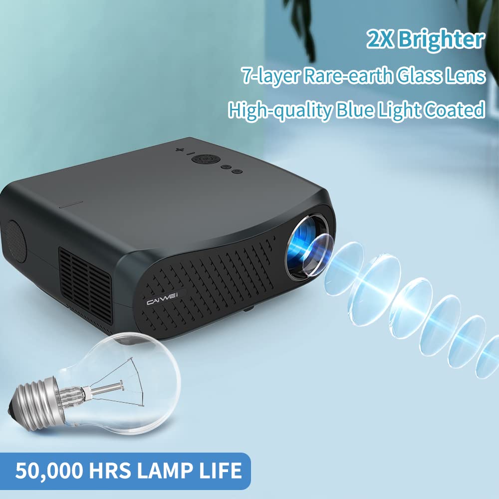 5G WiFi 1080P Projector 4K Supported, Outdoor Movie Projector with Bluetooth Android OS 10000LM 360° Sound 200” Display/4D Keystone/40% Zoom, Compatible with HDMI/USB/VGA/AV/Phone/Laptop/PC/PS5/DVD
