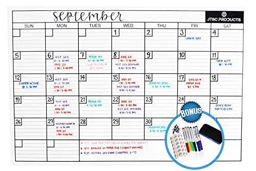 Dry Erase Wall Calendar 24x36 inch Monthly planner Undated Laminated, Includes Accessories