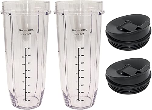 Bidihome 2 Pack 32 Ounce Cup with Sip N Seal Lids, Compatible with Nutri Ninja Auto-iQ 1000W and Duo Blenders
