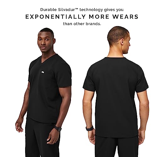 FIGS Leon Three-Pocket Scrub Top for Men - Black, L