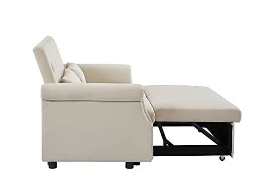 FULife Sleeper Sofa Chair Bed,Convertible Futon Loveseat Sofá Chair 3-in-1,Adjustable Pullout Chaise Lounge Couch Bed 2 Seaters with Adjustable Back for Living Room Apartment Small Space