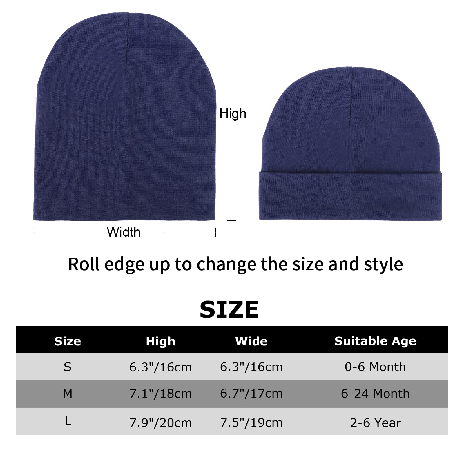 DRESHOW BQUBO 8 Pack Unisex Baby Beanie Hat Infant Toddler Kid Hats Baby Soft Cute Knit Cap Nursery Beanie