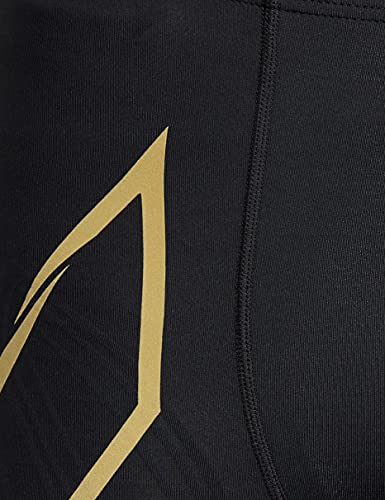 2XU Men's Light Speed Compression Tights - Lightweight & Flexible Support for Improved Running Performance - Black/Gold Reflective - Size Medium