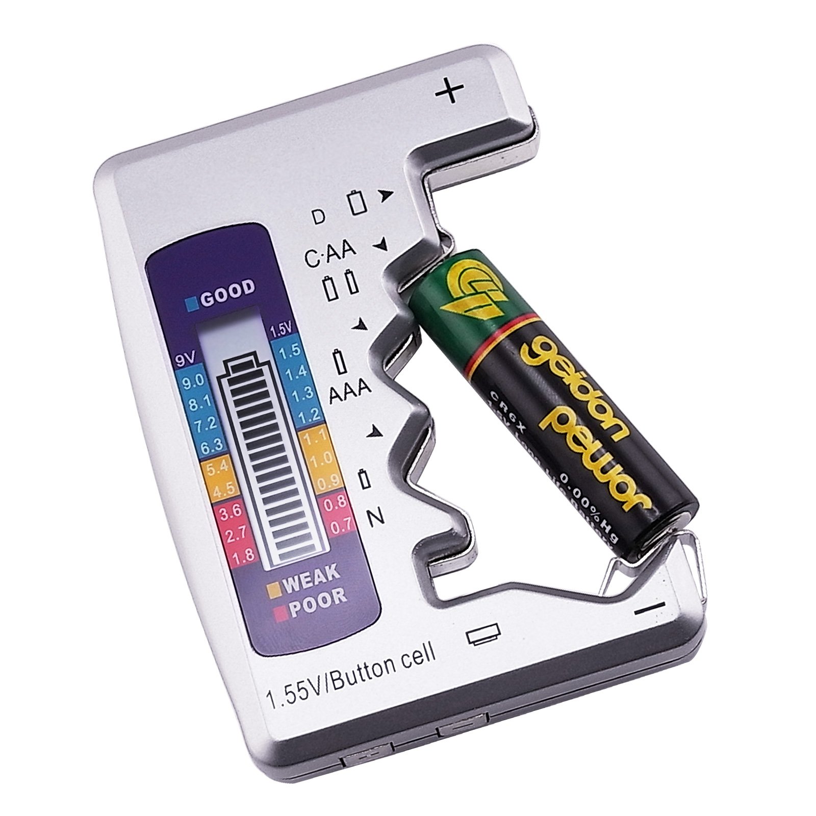 Battery Tester Checker Seven Type of Battery C AA AAA D N 9V (6F22) and 1.55V Batteries…