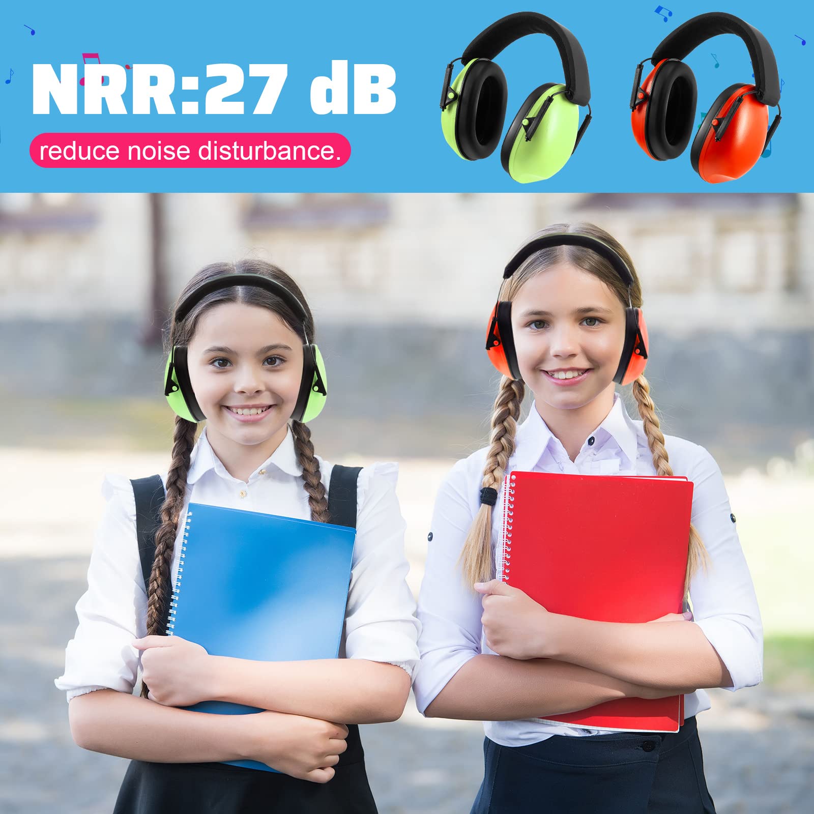 Amylove 12 Pcs Kids Noise Cancelling Headphones Bulk Ear Muffs Noise Protection 27dB Autism Sensory(Pretty Style)