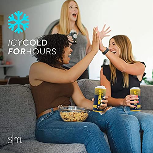 Michigan Slim Can Cooler Double Walled Insulated Stainless Steel Vacuum Beverage Can Cooler Insulator for 12oz Slim Beer, Soda, and More