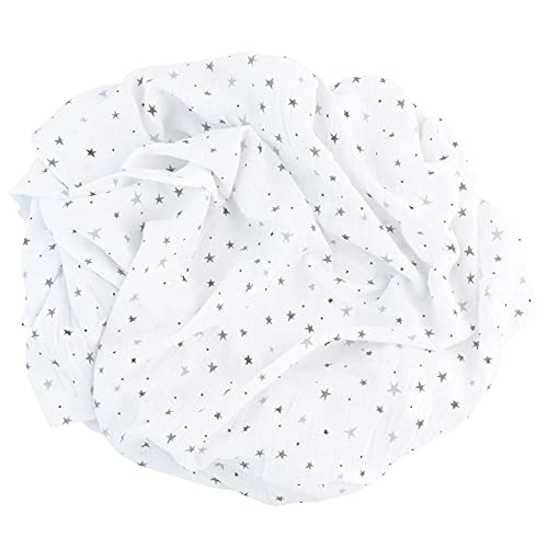 Ely's & Co. Cotton Muslin Swaddle Blanket 1-Pack — 100% Cotton Muslin Extra-Large Swaddle Blankets (47” x 47”) Printed (Grey Stars)