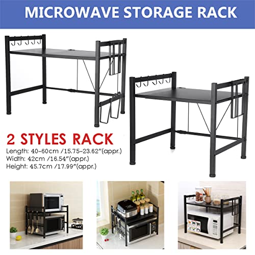 Microwave Kitchen Storage Rack - Telescopic Shelf for Simple Double-Layer Space-Saving Storage - Microwave and Stove Top Rack with Adjustable Design - Toaster Shelf Stand Kitchen Countertop Organizer