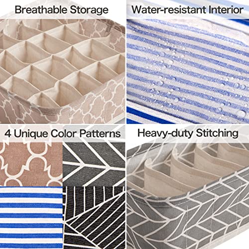 EZOWare Bundle Kit 6 Pcs Light Blue Collapsible Fabric Cube Storage Bin Baskets + 4 Closet Wardrobe Dresser Drawer Organizer Divider For Organizing Nursery Baby Clothes