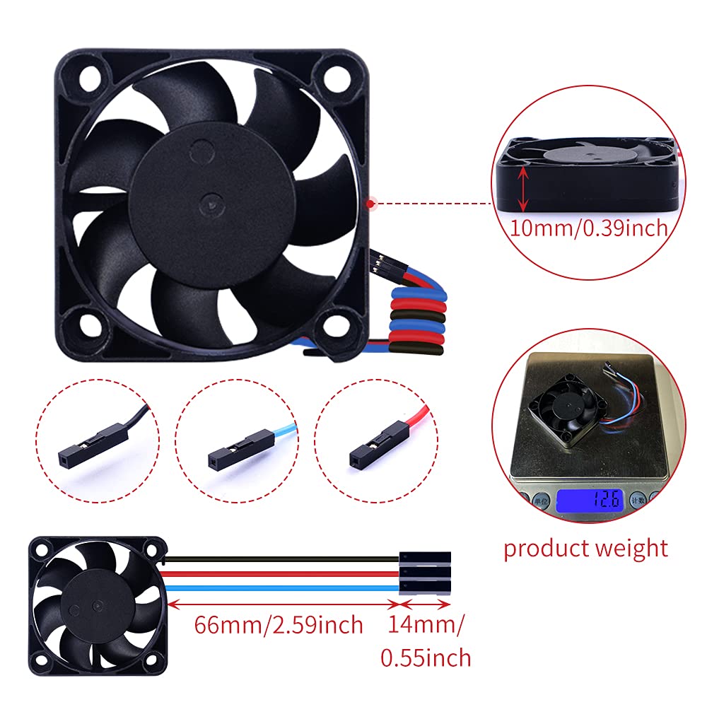 GeeekPi 2PCS PWM Controllable Fan for Raspberry Pi, Speed Adjustment Fan 40x40x10mm for Raspberry Pi, Speed Control Fan DC 5V 4010 Quiet Fan for Raspberry Pi 4, 3 B+, Pi 3 (Black)