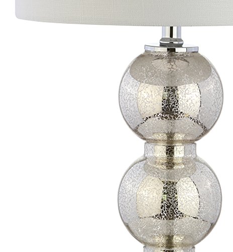 JONATHAN Y JYL1070B-SET2 Set of 2 Table Lamps Bella 27" Glass Triple-Sphere LED Table Lamp Contemporary Bedside Desk Nightstand Lamp for Bedroom Living Room Office, Mercury Silver/Chrome
