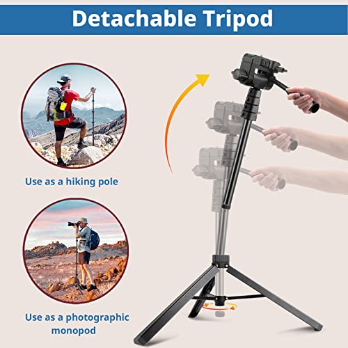 Aureday Selfie Stick Phone Tripod&Monopod, 67'' Detachable Cellphone Tripod Stand with 360° Rotatable Pan Head, Tripod for iPhone&Android Phone, Portable Phone Stand for Recording/Photography/Make-Up