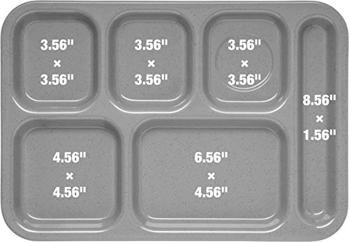 Carlisle FoodService Products Right-Hand Heavyweight 6-Compartment Melamine Tray 10" x 14" - Sandshade