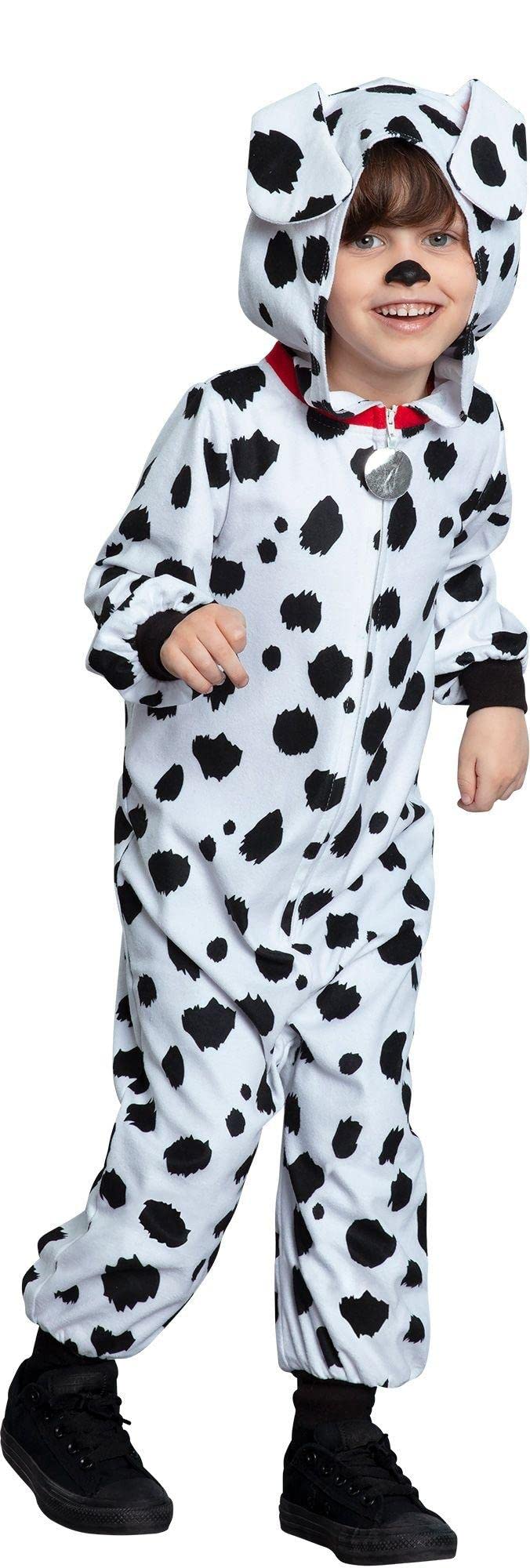 Amscan Dalmatian Hooded Jumpsuit For Kids- Black and White - 1 Set