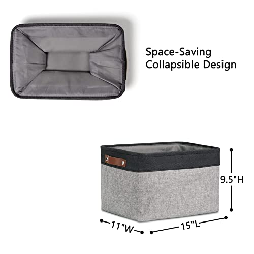 DULLEMELO Collapsible Bundle Baskets 3 Medium Baskets 15"x11"x9.5" + 6 Small Baskets 11.8"x7.9"x5.1"(Black&Gray)