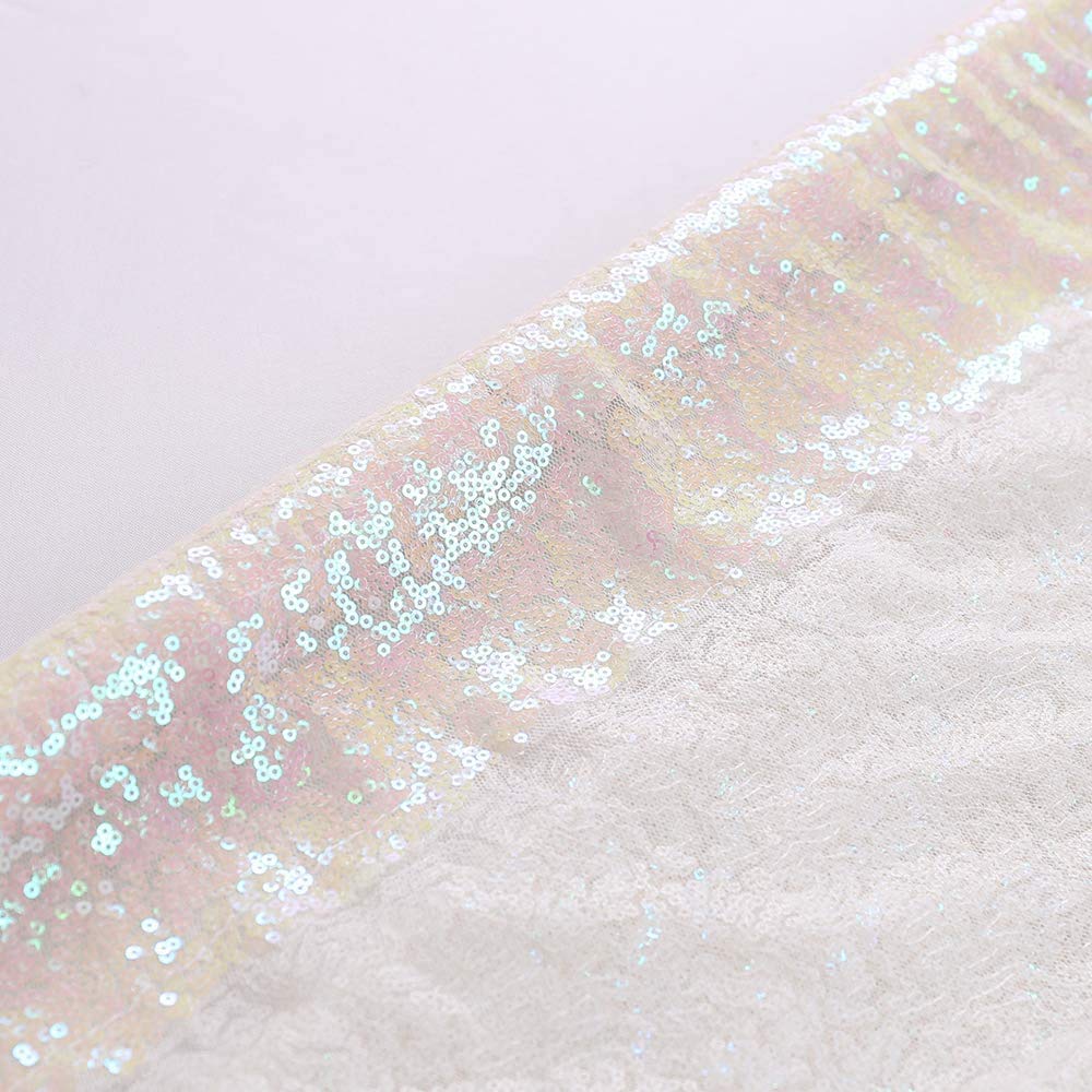 Eternal Beauty White Iridescent Sequin Backdrop, 10x10 Ft Glitter Background Curtains for Shimmer Photography Party Wedding Birthday Halloween Christmas Back Drop Decor